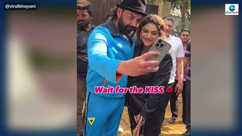 Lady Fan Kisses Animal Co Star Bobby Deol Infront Of Media Actor
