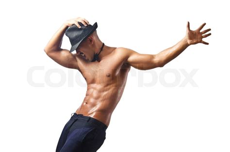Naked danser isoleret på den hvide Stock foto Colourbox