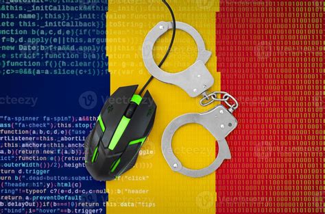 Chad Flag And Handcuffed Computer Mouse Combating Computer Crime
