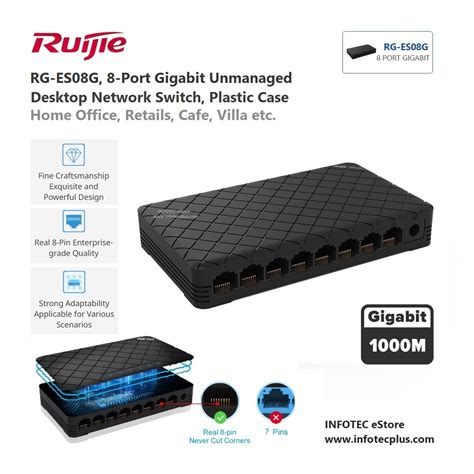 Ruijie Rg Es08g 8 Port Gigabit Unmanaged Networking Switch Infotec