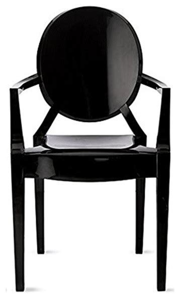 Modern Transparent Ghost Style Arm Chair Polycarbonate Black Contemporary Dining Chairs
