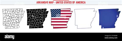 Arkansas Map With Editable Stroke Icon Arkansas Usa State Thin Line Icon Arkansas Map Vector