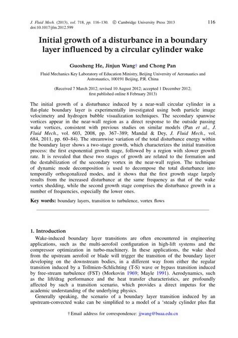 Pdf Initial Growth Of A Disturbance In A Boundary Layer Influenced By