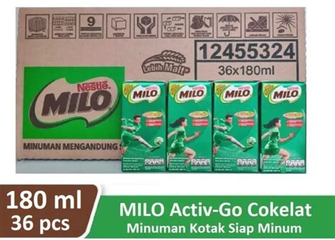 Milo Activ Go Uht Susu Coklat 180ml 1 Dus Isi 36pcs Minuman Coklat