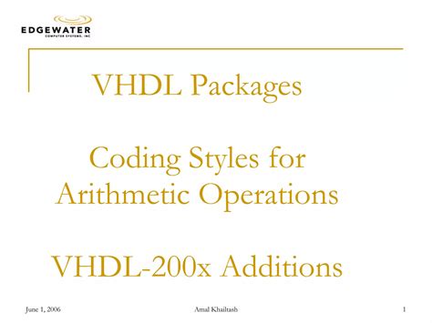 Vhdl Packages Coding Styles For Arithmetic Operations And Vhdl 200x Additions Ppt