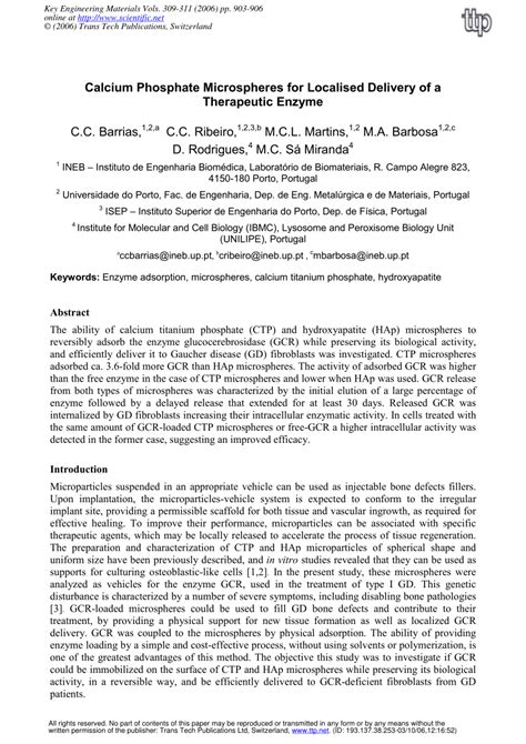Pdf Calcium Phosphate Microspheres For Localised Delivery Of A