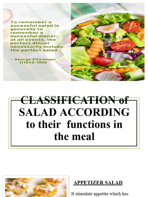 Classification Of Salad According To Function To Meal Pdf Salad
