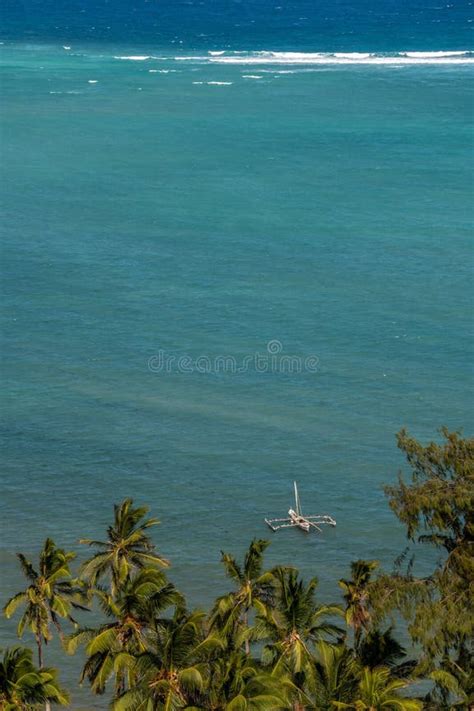 Catamaran Traditional Kenyan Fishing Boat On The Indian Ocean Moored