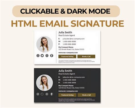 HTML Email Signature Clickable Email Signature HTML Email Template Outlook Signature Custom
