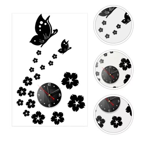 PÉPINIÈRE SILENCIEUX HORLOGE Murale Miroir Horloge Murale Stickers EUR