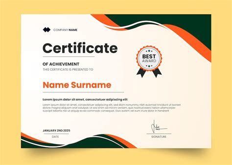 Premium Psd Simple Wave And Modern Certificate Design Template