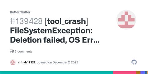 Tool Crash FileSystemException Deletion Failed OS Error The