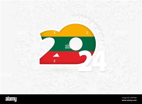 New Year 2024 For Lithuania On Snowflake Background Greeting Lithuania