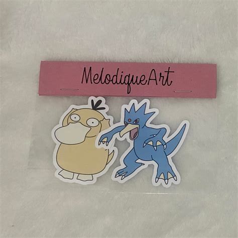Pokemon Psyduck Golduck Sticker Set Etsy