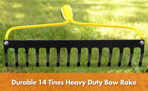 Garden Leaf Rake Heavy Duty Bow Rake For Lawns 48