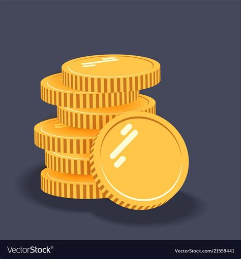 Coins Vector Icon Illustration Stack Of Coins With Coin In Front Of It