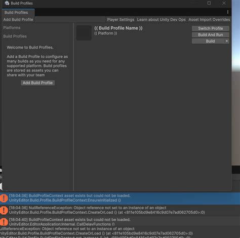 Build Profile In 600049f1 Not Working Unity Engine Unity Discussions