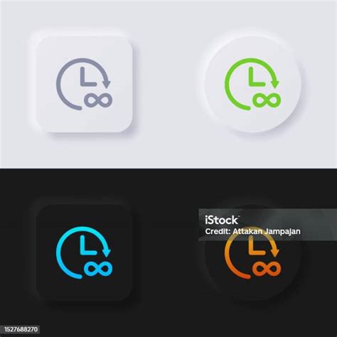 무한대 기호가 있는 원형 화살표 아이콘 웹 디자인을 위한 다색 Neumorphism 버튼 소프트 Ui 디자인 응용 프로그램 Ui 등 버튼 아이콘 세트 벡터 3차원 형태에