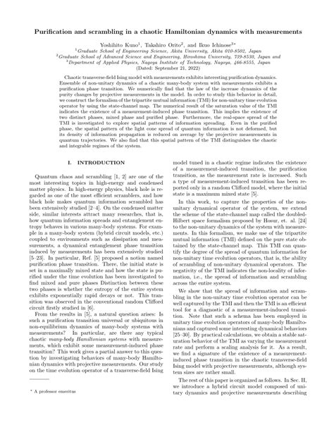 Pdf Purification And Scrambling In A Chaotic Hamiltonian Dynamics