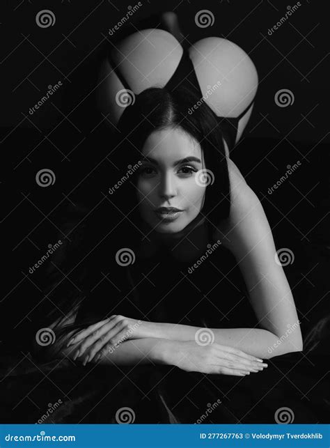 Female Buttocks Woman Posing Naked Undressed Sensual Woman With Erotic Lingerie Stock Image