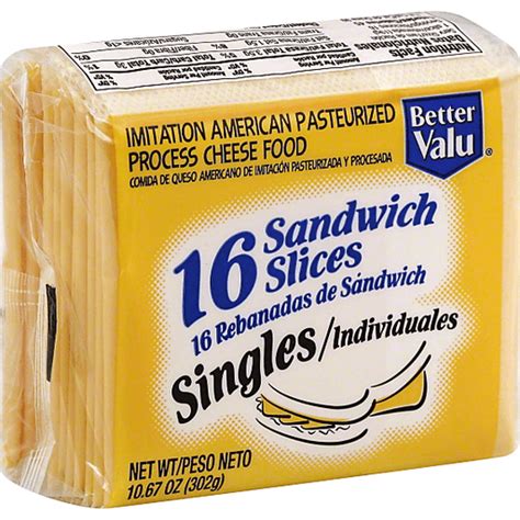 Better Valu Cheese Food Pasteurized Process Singles Imitation