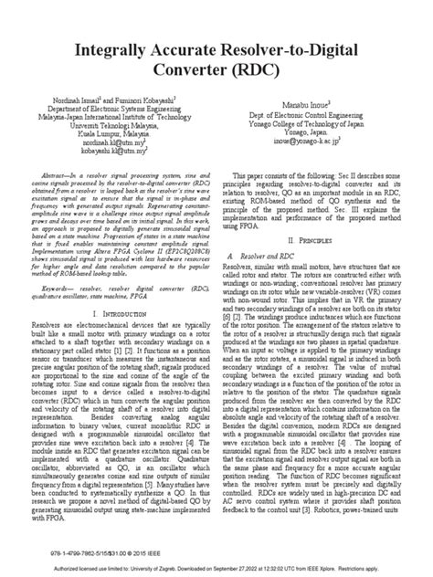 Integrally Accurate Resolver Digital Converter State Machine Pdf