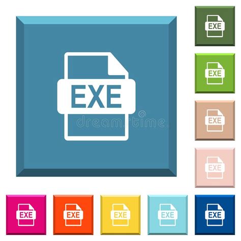 Exe File Format White Icons On Edged Square Buttons Stock Vector Illustration Of Digital
