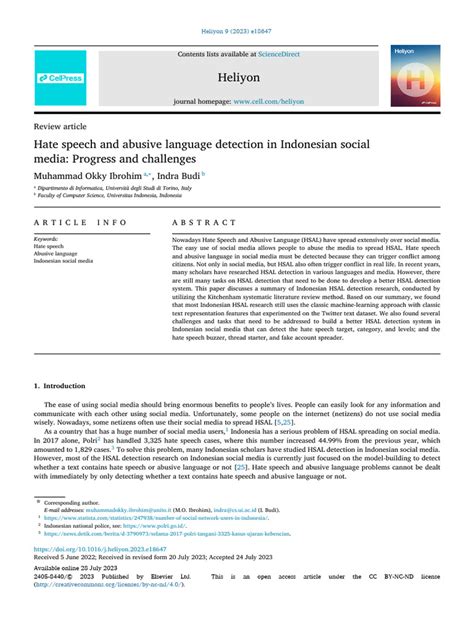 Hate Speech And Abusive Language Detection In Indo Pdf Hatred