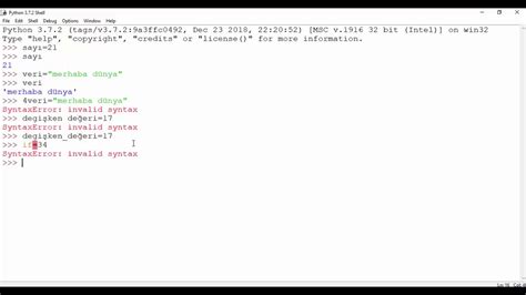 Python Programlama Değişkenler YouTube