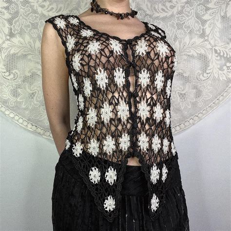 Beautiful Vintage Crochet Milkmaid Top Size M Depop