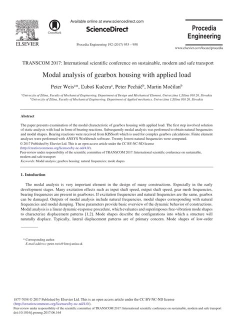 Pdf Modal Analysis Of Gearbox Housing With Applied Load