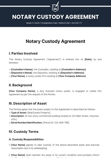 Free Joint Custody Agreement Template