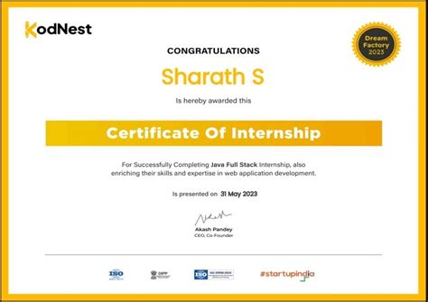 Sharath S On Linkedin Internship Javadevelopers