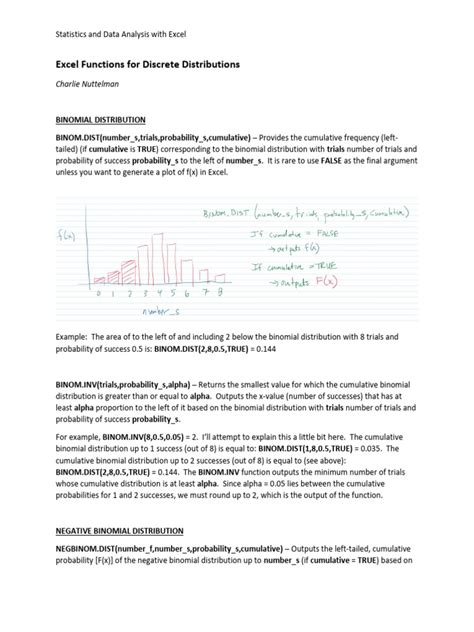 Excel Functions For Discrete Distributions Pdf Probability Distribution Poisson Distribution