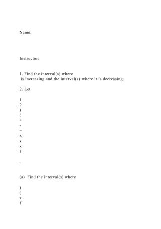 NameInstructor1 Find The Interval S Where I Docx