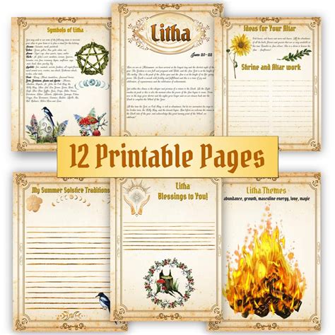 Summer Solstice Decor Printable Book Of Shadows For Litha Witchy