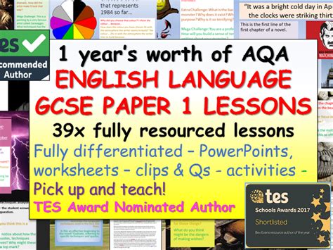 Aqa English Language Paper 1 Section A And B Teaching Resources