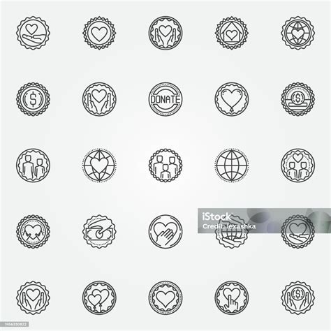 Donation And Charity Badges Set Stock Illustration Download Image Now