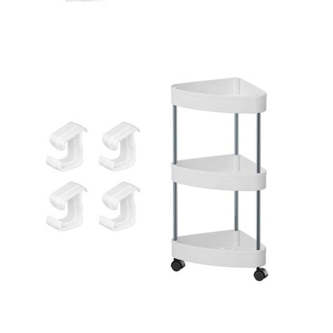 Corner Shelf Plastic Kitchen Bathroom Triangle 3 4 Tier Storage Rack Rolling Cart With Wheels