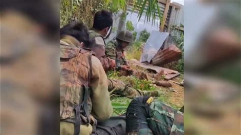 မင်းတပ်မြို့သိမ်းတိုက်ပွဲအတွင်း စစ်ကောင်စီစခန်းတခုကို Cdf Mindat မှ သိမ်းယူနိုင်ခဲ့တဲ့ ရုပ်သံ