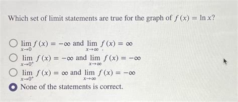 Solved Which Set Of Limit Statements Are True For The Graph