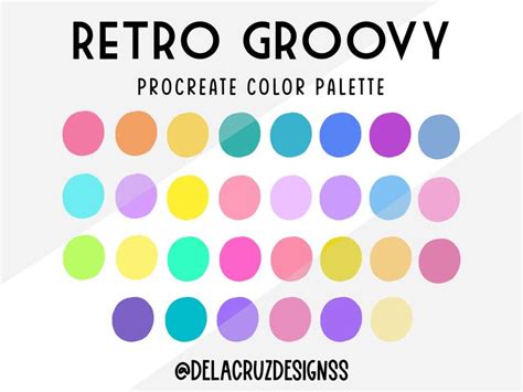 Retro Groovy Procreate Palette Procreate Swatches Ipad Illustrations Procreate Art Digit