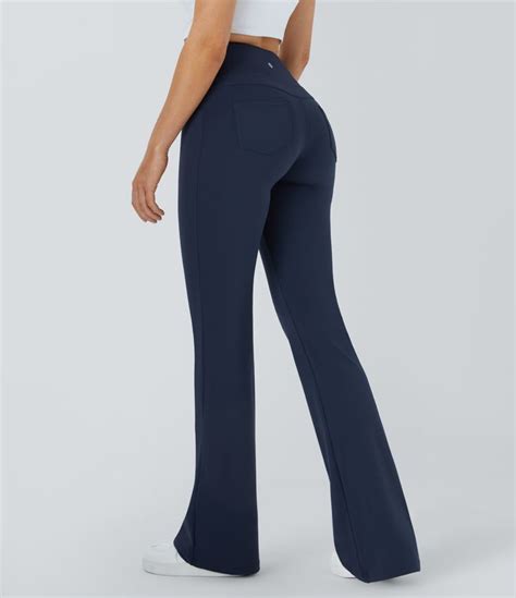 Womens High Waisted Back Pocket Flare Yoga Leggings Halara