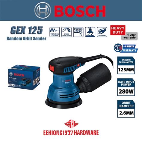 BOSCH GEX 125 Professional Corded Random Orbit Sander With Dust Bag Variable Speed Control