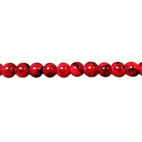 Glass Bead Opaque Red With Black Splatter Bead World Incorporated