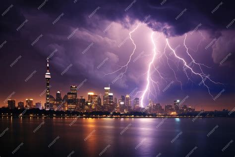 Premium Photo A Spectacular Lightning Display Illuminated The