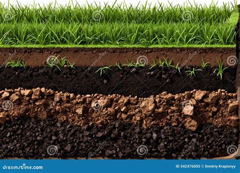 Cross Section Of Soil Layers Showing Topsoil Subsoil And Bedrock