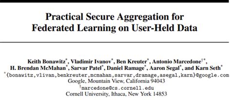 「论文阅读笔记02」practical secure aggregation for federated learning on user