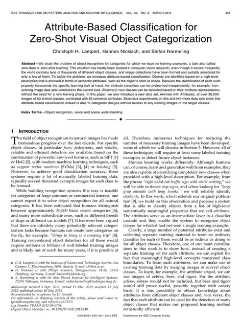 Attribute Based Classification For Zero Shot Visual Object