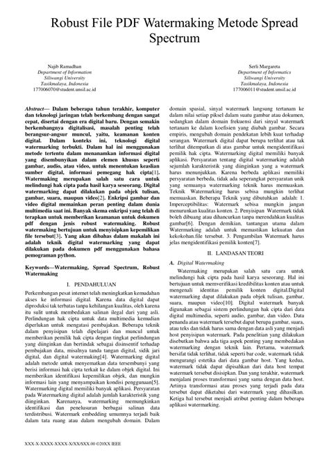 Pdf Robust File Pdf Watermaking Metode Spread Spectrum